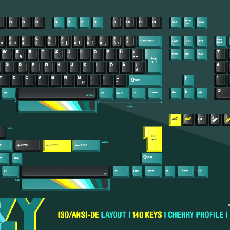 Ein ISO-/ ANSI DE Keycapset